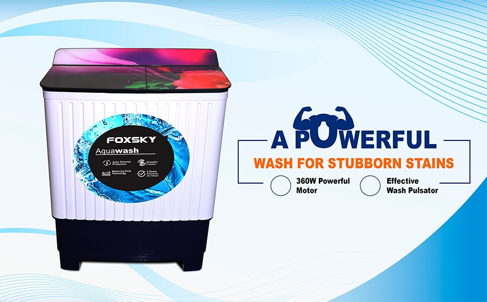 Foxsky 8 Kg Top Loading Semi-Automatic Washing Machine with 3D Scrub ...