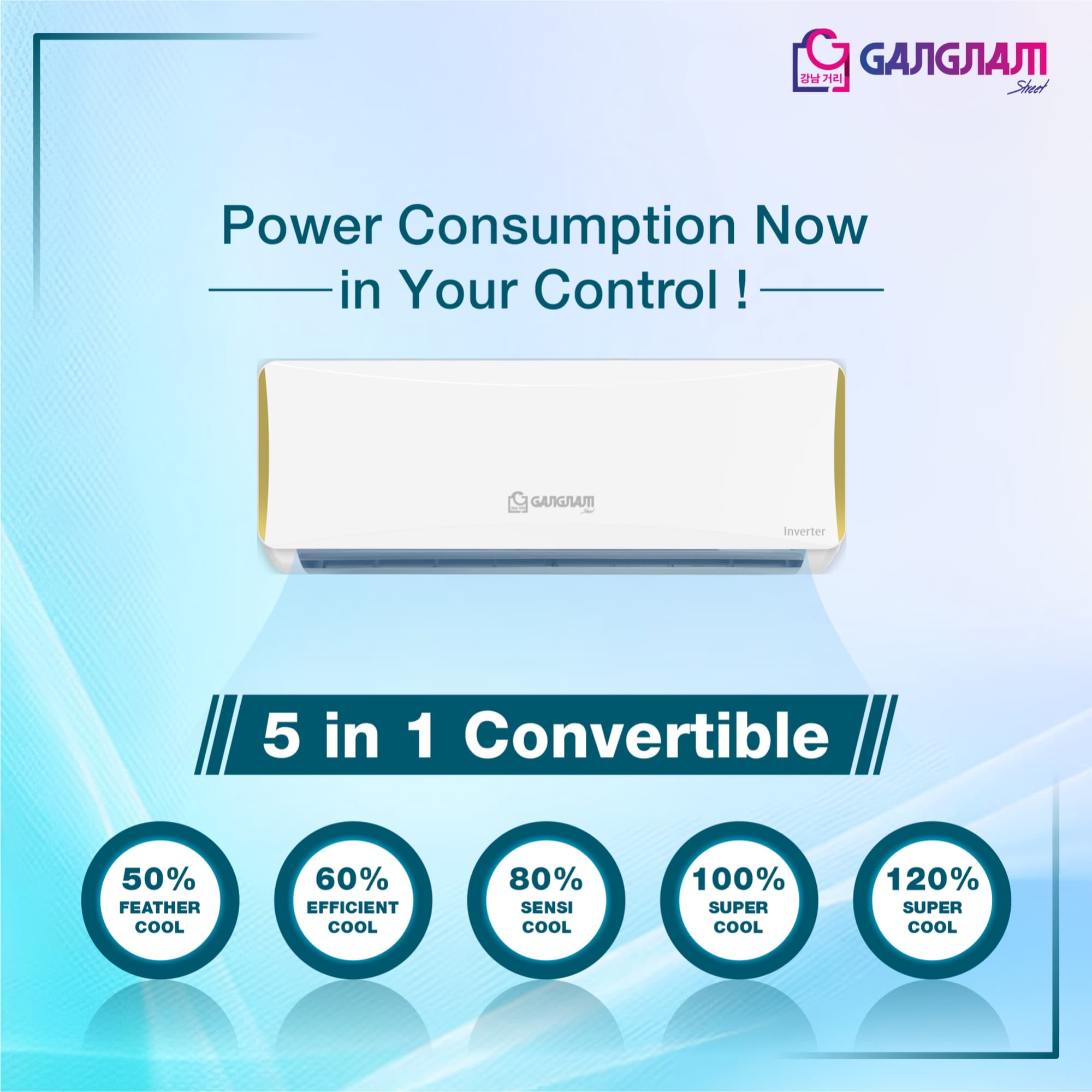 Buy Gangnam 1 Ton 3 Star 5 In 1 Convertible Inverter Split AC ...