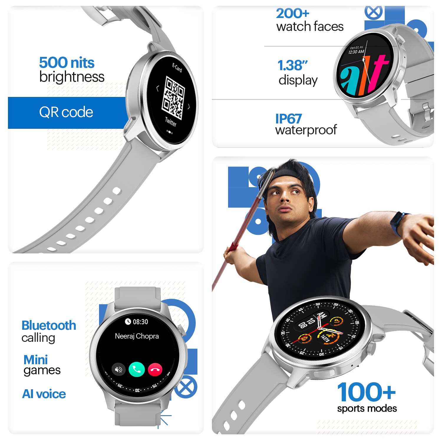 Buy Alt Vibe Smartwatch with Bluetooth Calling, 1.38 Inch TFT Screen ...