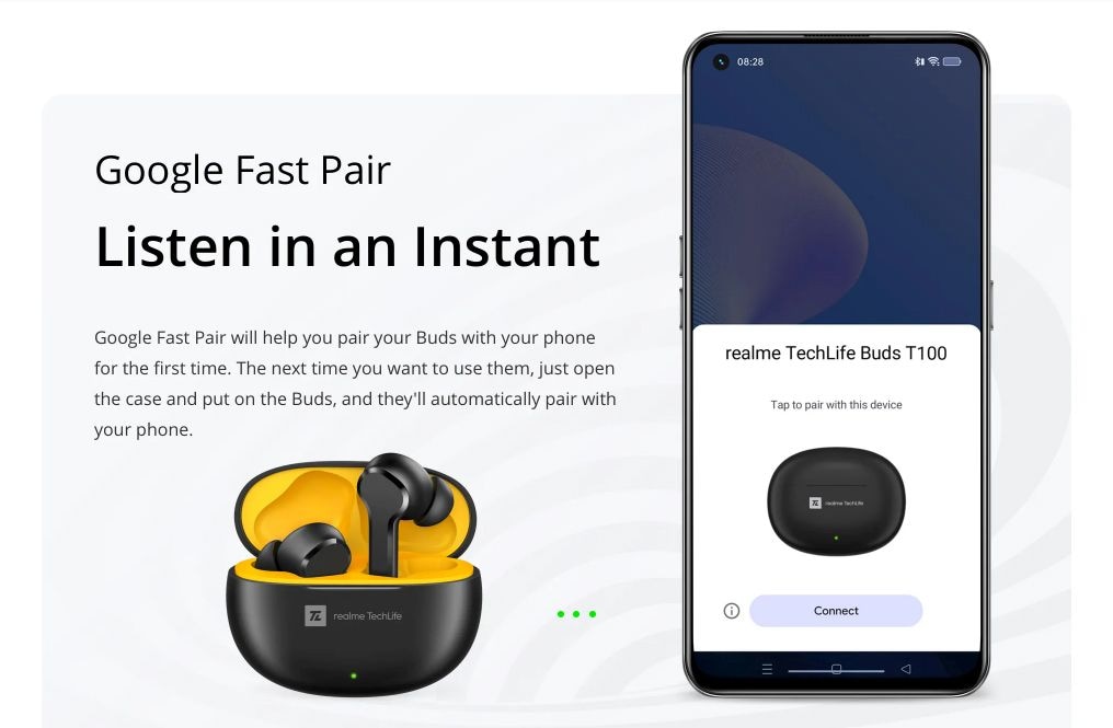 Buy Realme Techlife T100 TWS Earbuds with 28 Hours Playback, IPX5 Water ...