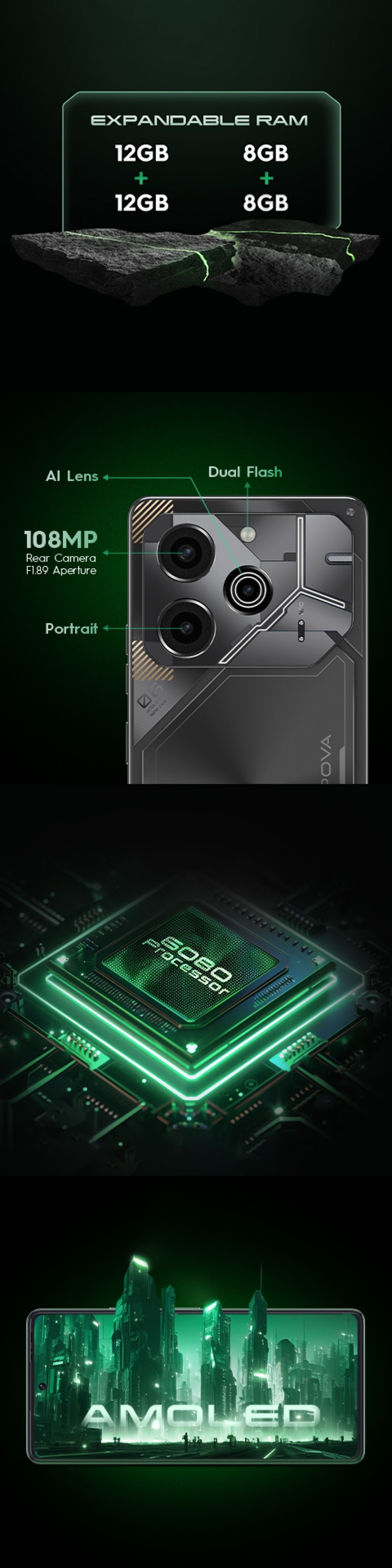 Buy Tecno POVA 6 Pro 5G 256 GB, 8 GB RAM, Comet Green, Mobile Phone at ...